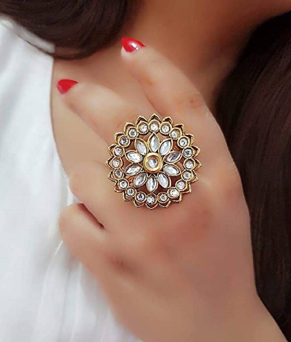 KAAYRA Alloy Zircon Gold Plated Ring Price in India - Buy KAAYRA Alloy ...