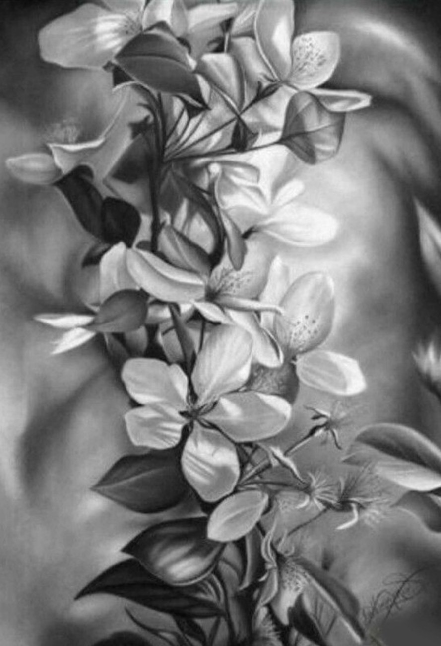 Grayscale Painting Flowers