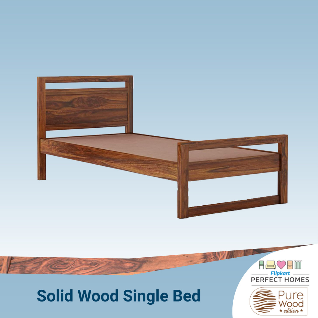 Flipkart Perfect Homes Sheesham Wood Palang and Bed for Bedroom Furniture Solid Wood Single Bed
