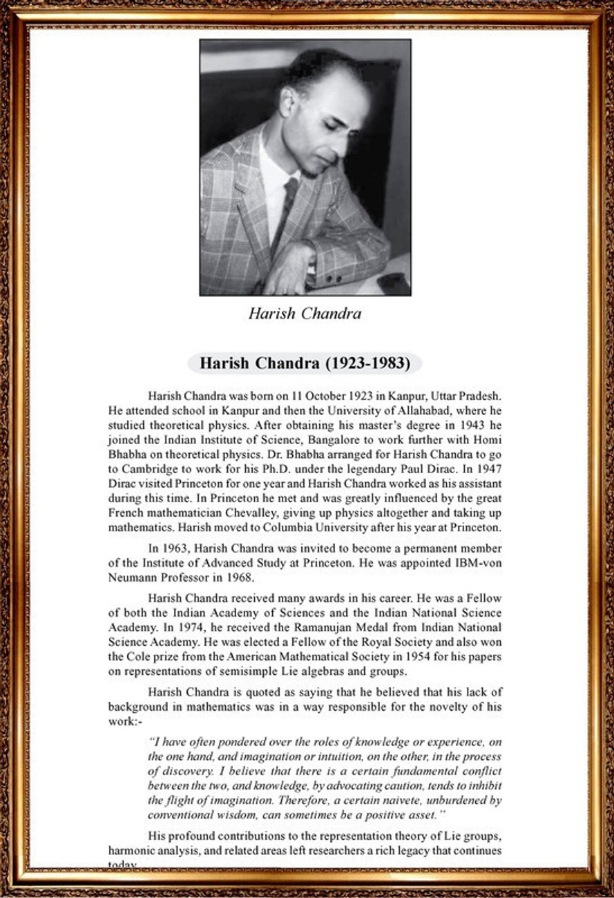 Indian Mathematicians Harish Chandra