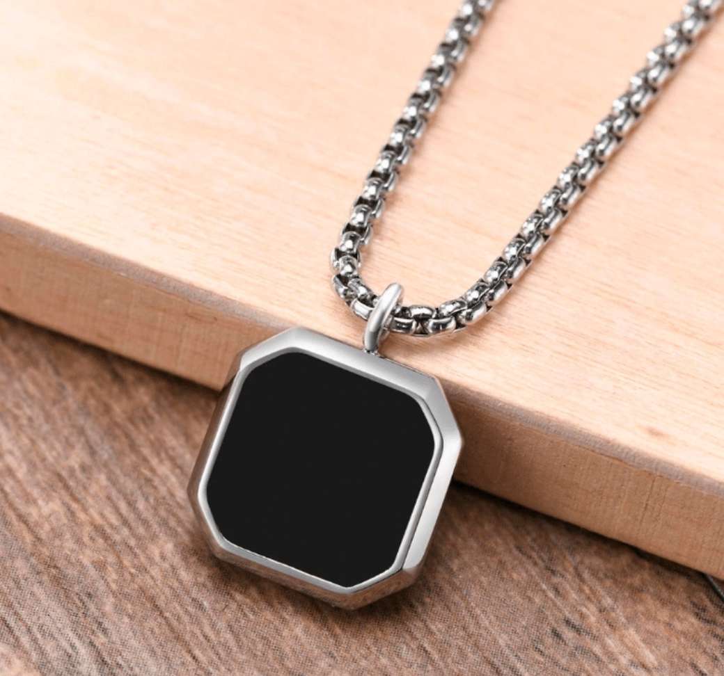 Silver Black Pendant | Pendant with Stainless Steel Chain Lockets for ...
