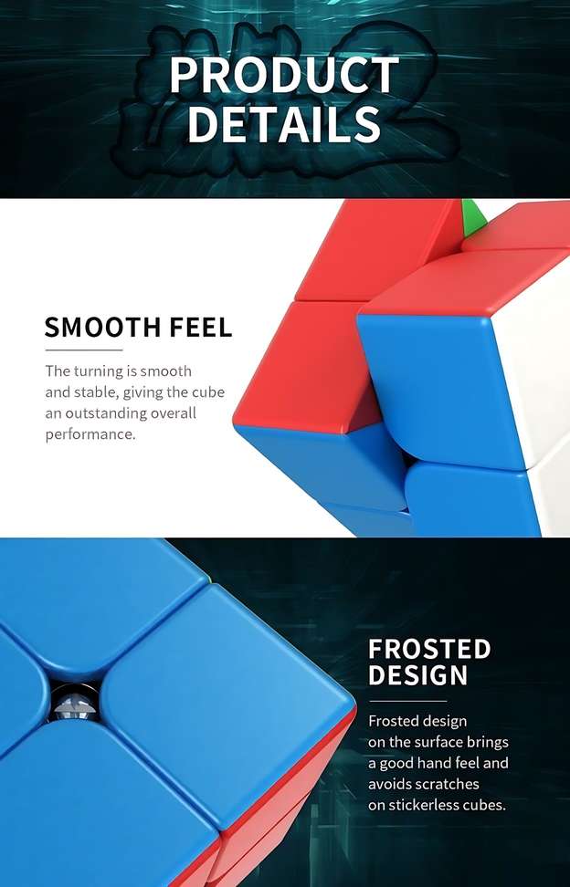S 2x2x2 High Speed Rubic Cube for Beginer|Stickerless Smooth Edge Cube ...