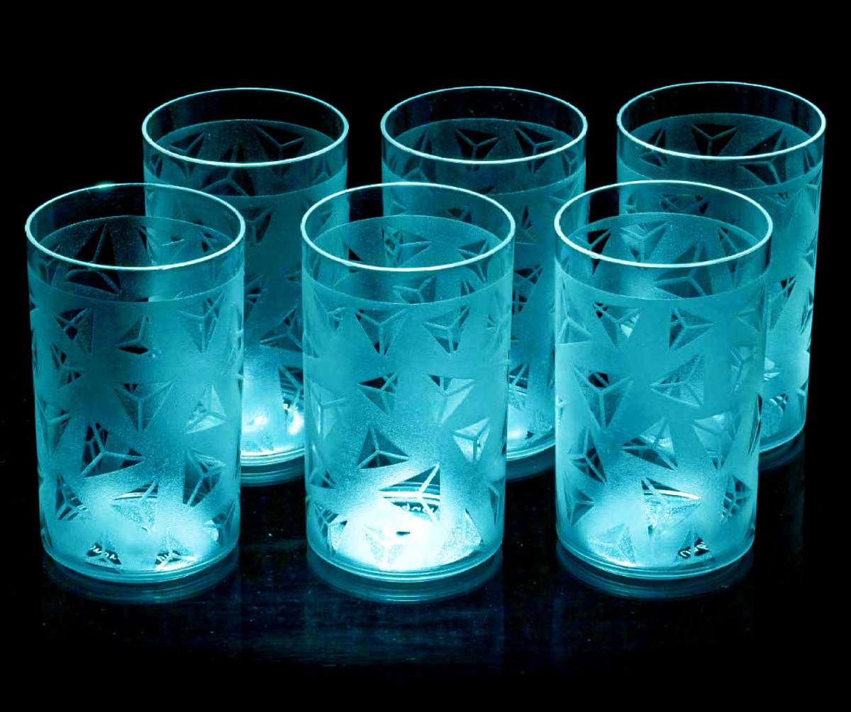 Sky Blue Unbreakable Diamond Design For Water and Juice Glass Set Glass ...