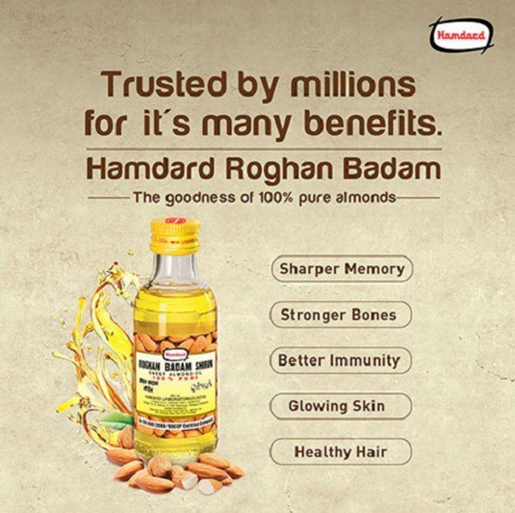 Hamdard Badam Roghan Shirin Oil for Body Immunity and Brain Memory Hair ...