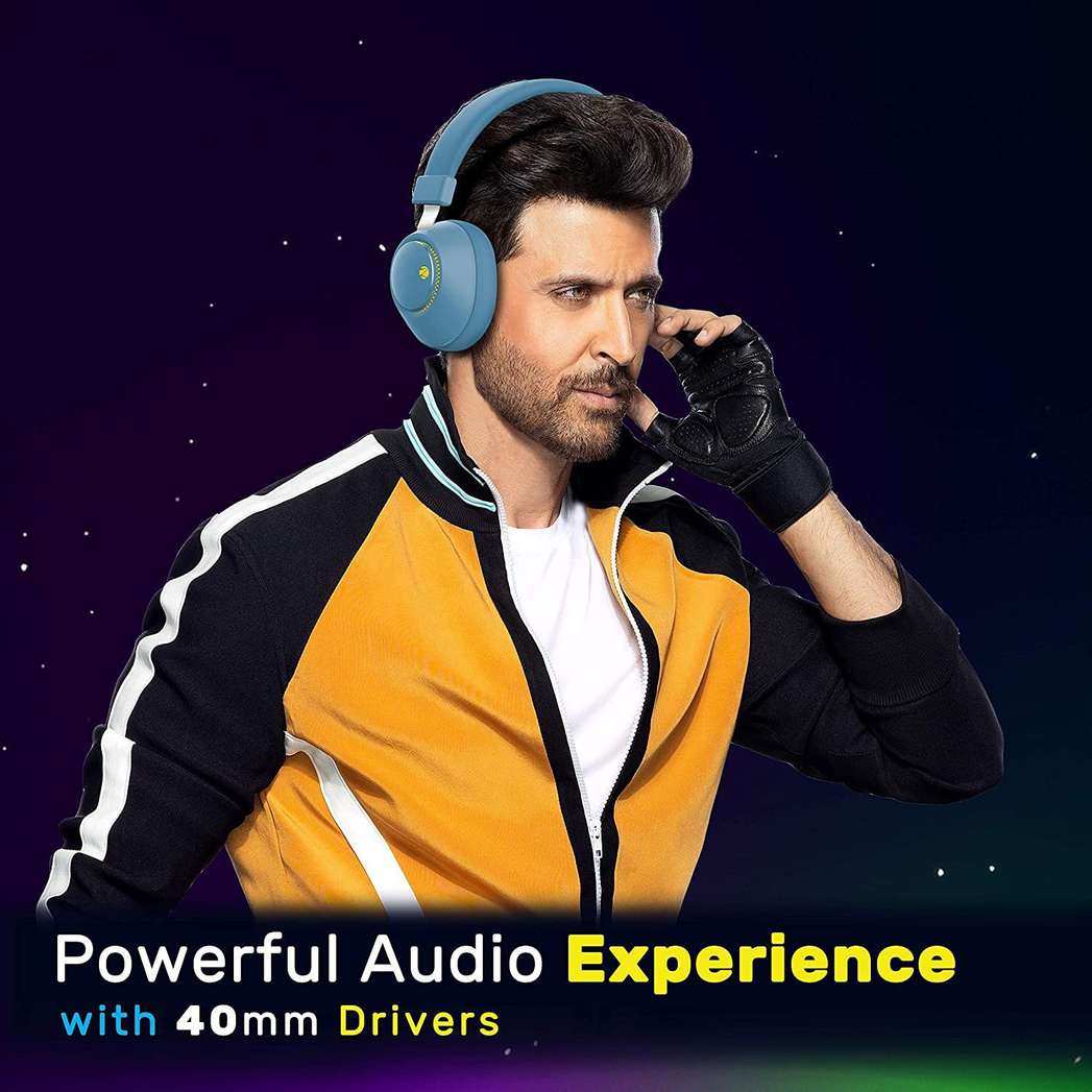 ZEBRONICS Zeb-Duke Bluetooth Wireless Over Ear Headphone with Mic (Blue ...