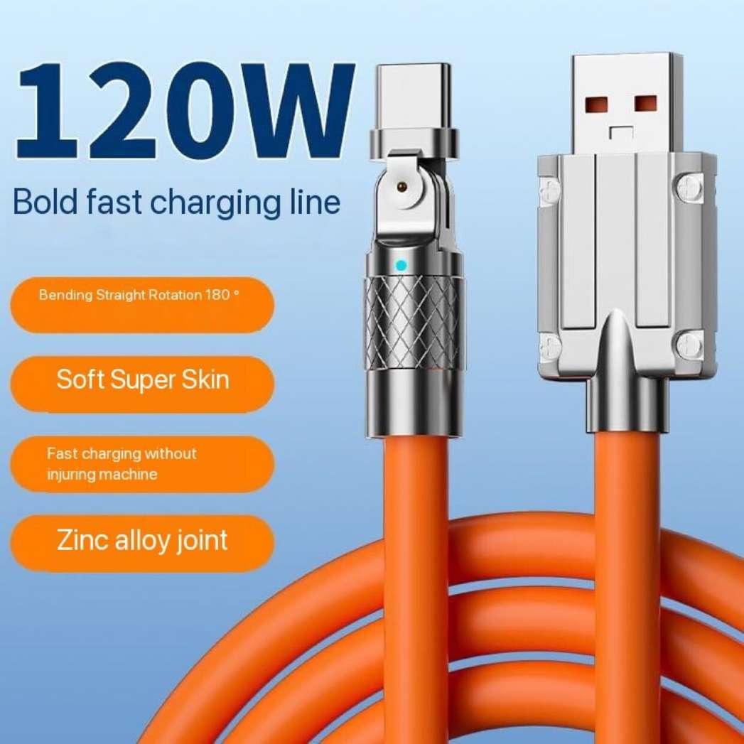USB Type C Cable 1 m Rotatable Type-C Data / 120W 6A Fast Charging 1 m ...