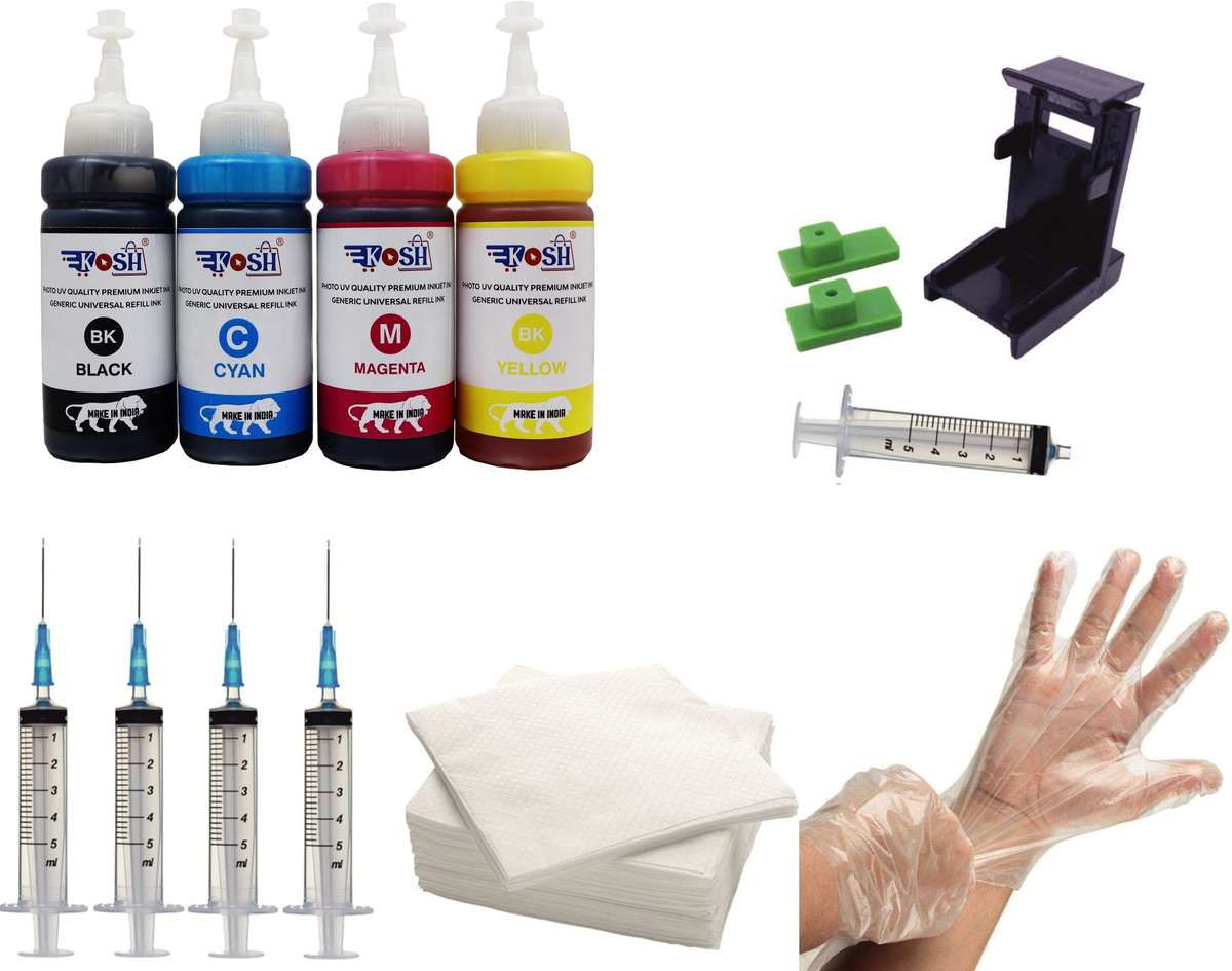 Kosh Refill Kit For Canon PIXMA E3370 , TS3370S Printer Ink Cartridge ...