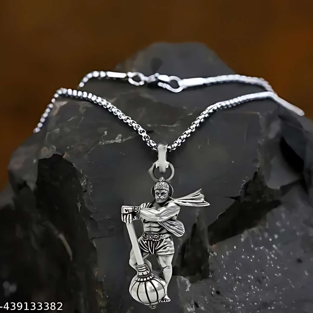 Hanumanji With Gada Silver Pendant Chain Brass Price in India - Buy ...