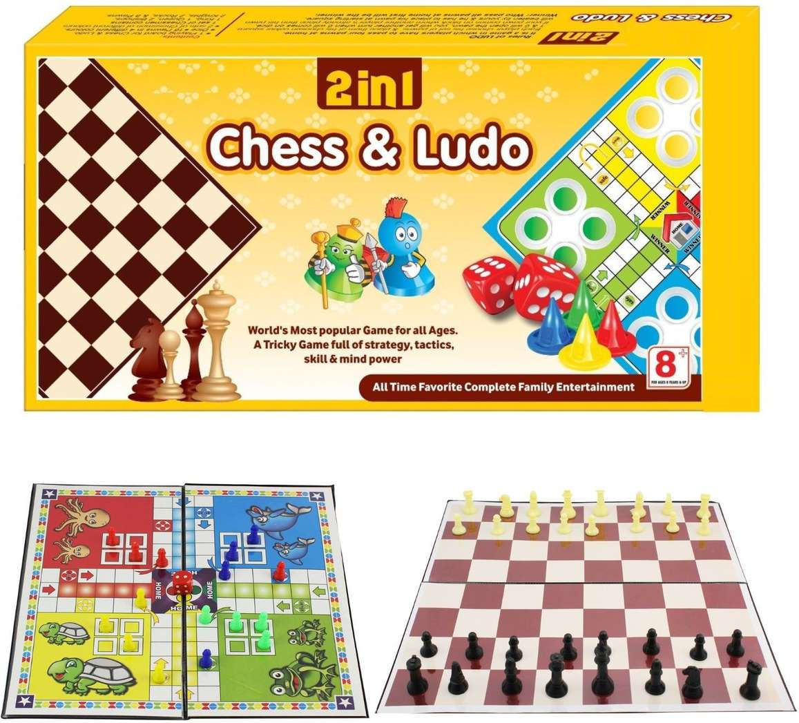 2 in 1 Chess & Ludo Small Board Game Strategy & War Games Board Game ...