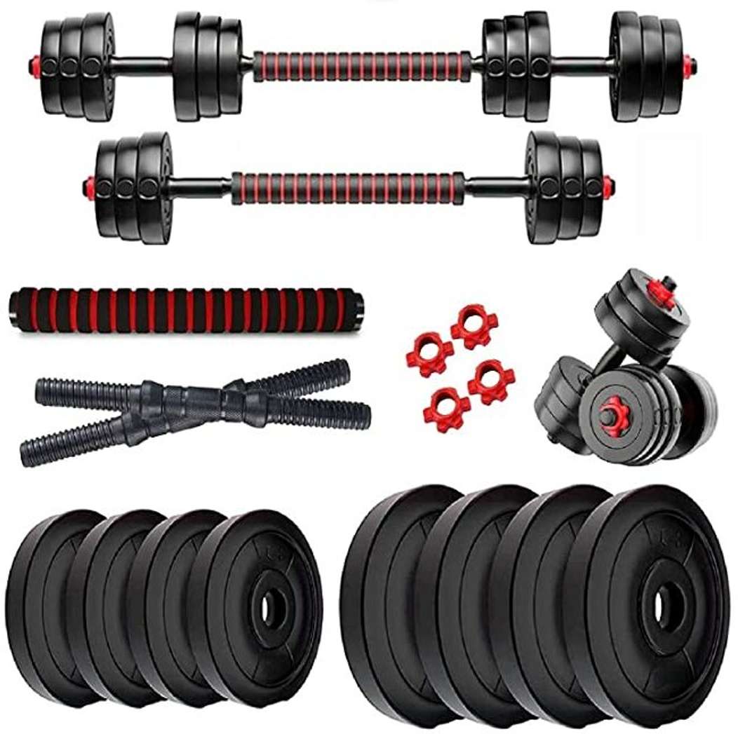 JASMINE 3 In 1 Convertible Dumbbells & Barbell Home Gym Set Kit For ...