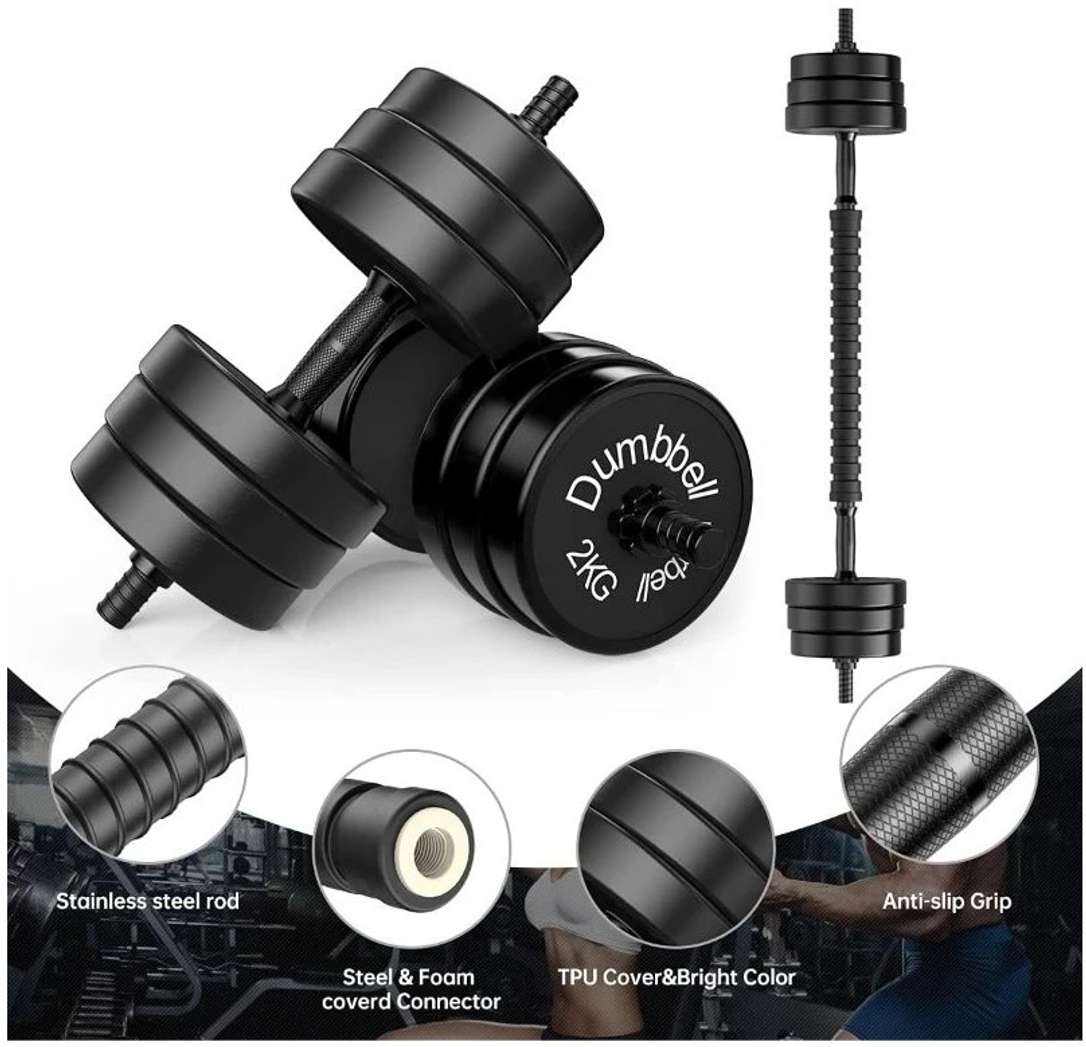 ASUFIT Adj DumB Barbell 2 in 1, Neoprene Anti-Slip Handle, Easy ...