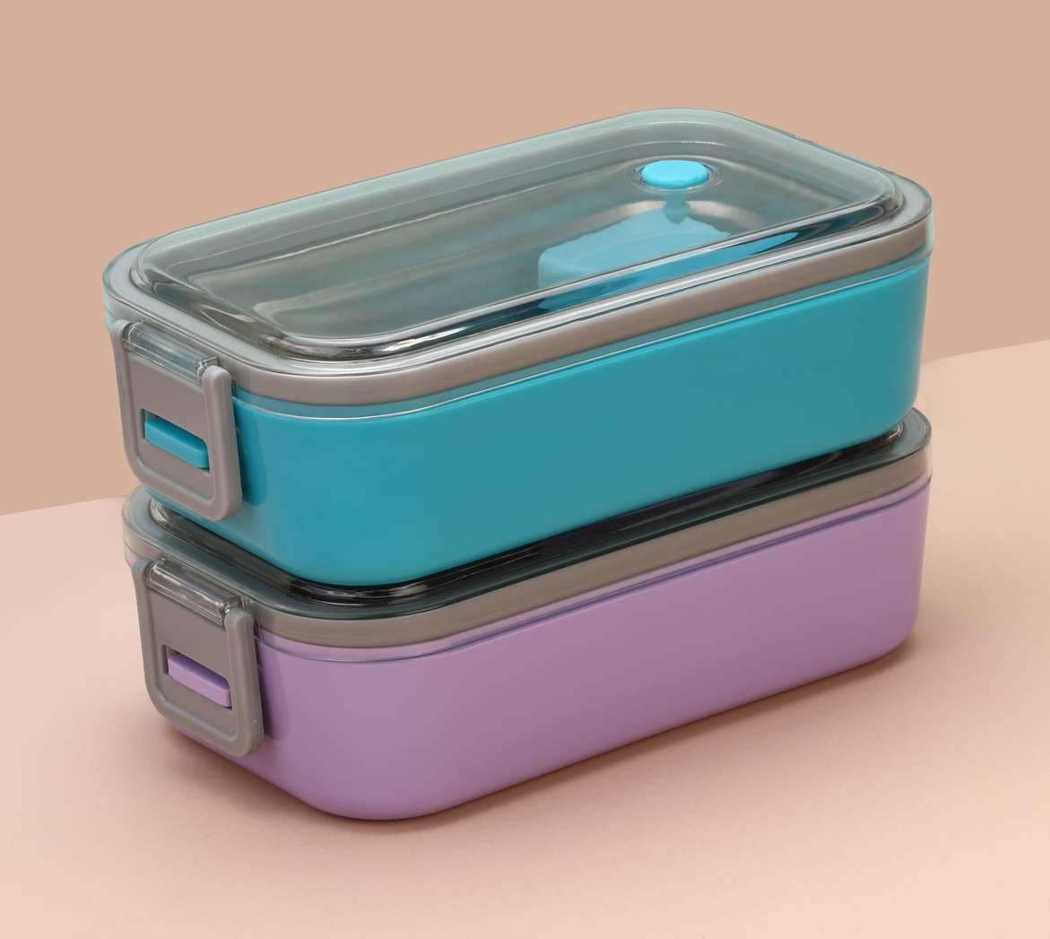 Kid Lunch Box premium Quality combo purple blue color 2 Containers ...