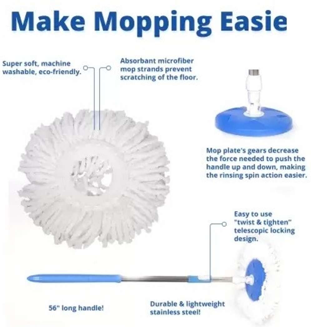 Dry Bucket Mop 360 Degree Self Spin Wringing 3 Super Absorbers for Home Mop Set Mop Set Price in ...