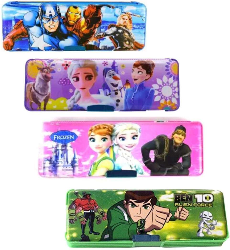Magnetic Pencil Box with Sharpener for Boys & Girls Cartoon Printed Art ...