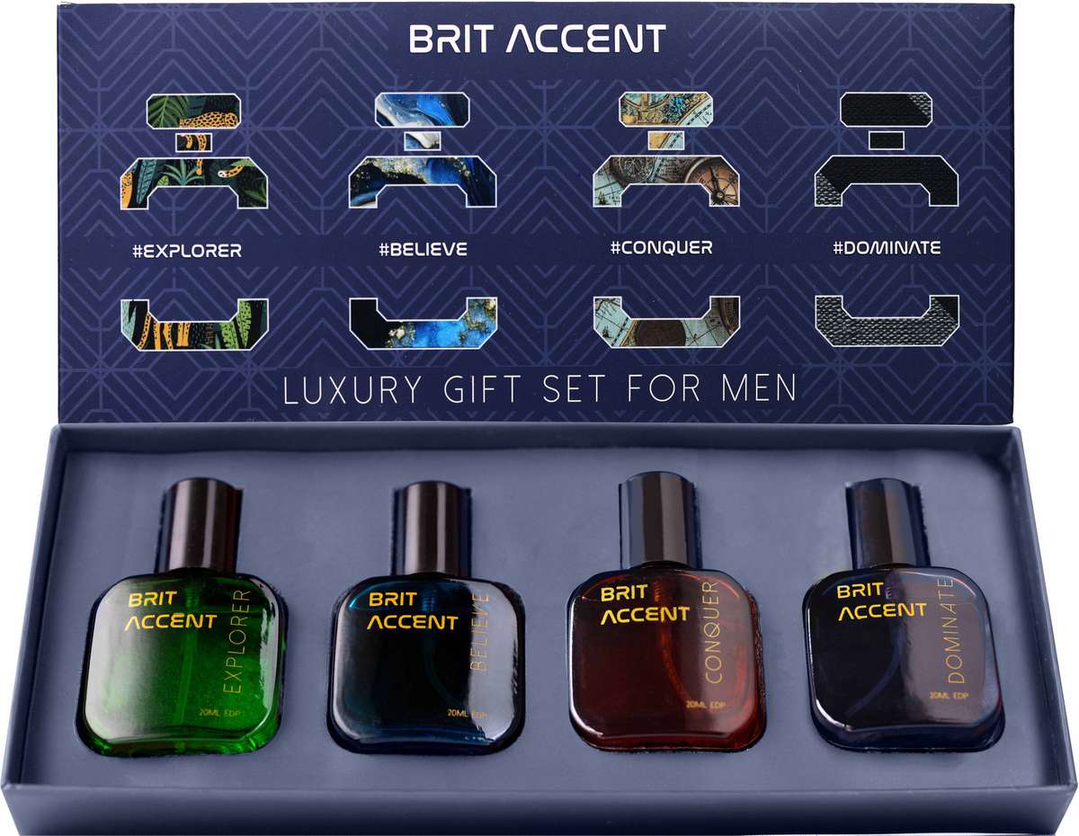 BRIT ACCENT Men's Luxury Parfum Gift Set|4 x 20ml EDP|Believe, Conquer ...