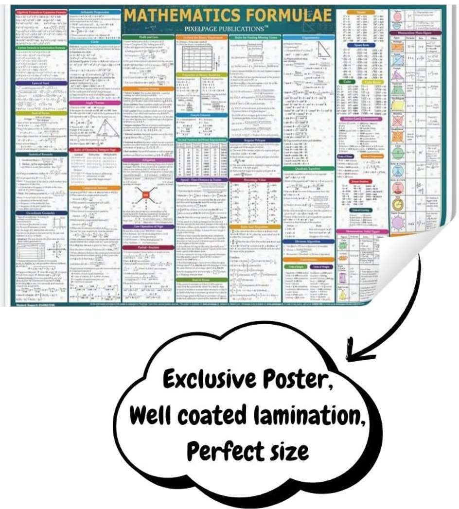 Maths Concept and Formulas Wall Chart For Various Exams Quick Revision ...