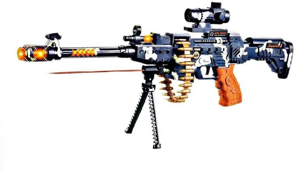 25" Musical Army Style Toy Gun for Kids with Music, Lights Guns & Darts ...
