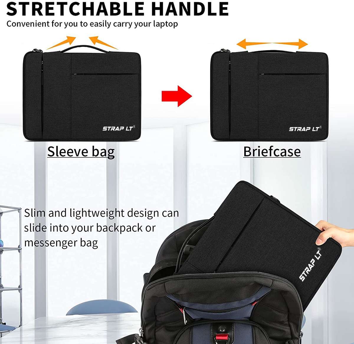 StrapLt Laptop Bag Sleeve Case Cover for 15.6-16 Inch Laptop,Protective ...