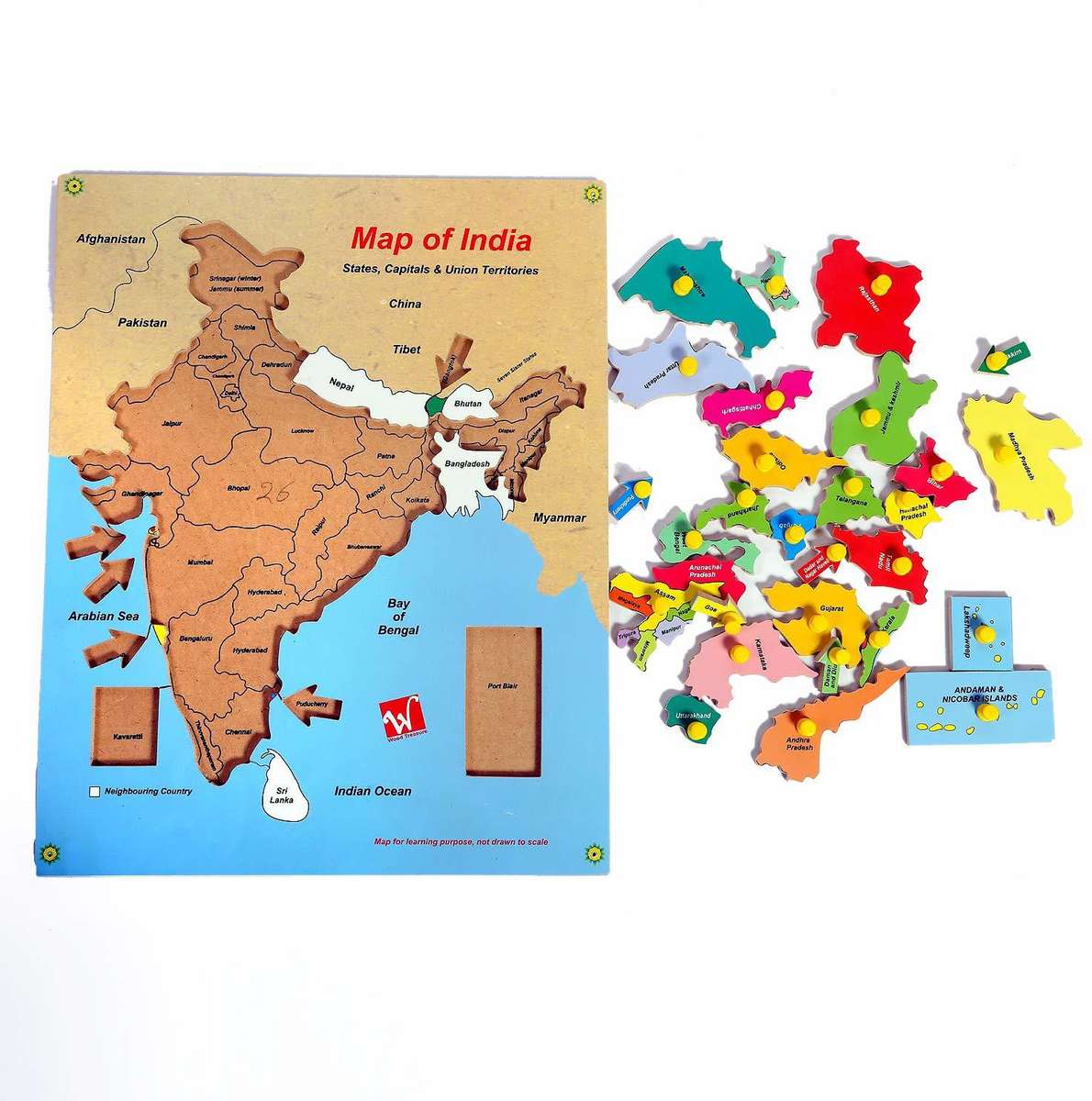 ShopGlobal india map Wooden Educational Jigsaw Toy Puzzles for kids ...