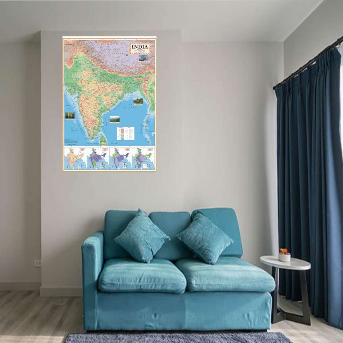 HINDI PHYSICAL MAP OF INDIA | Laminated Hindi Map| Map Size (40inch ...