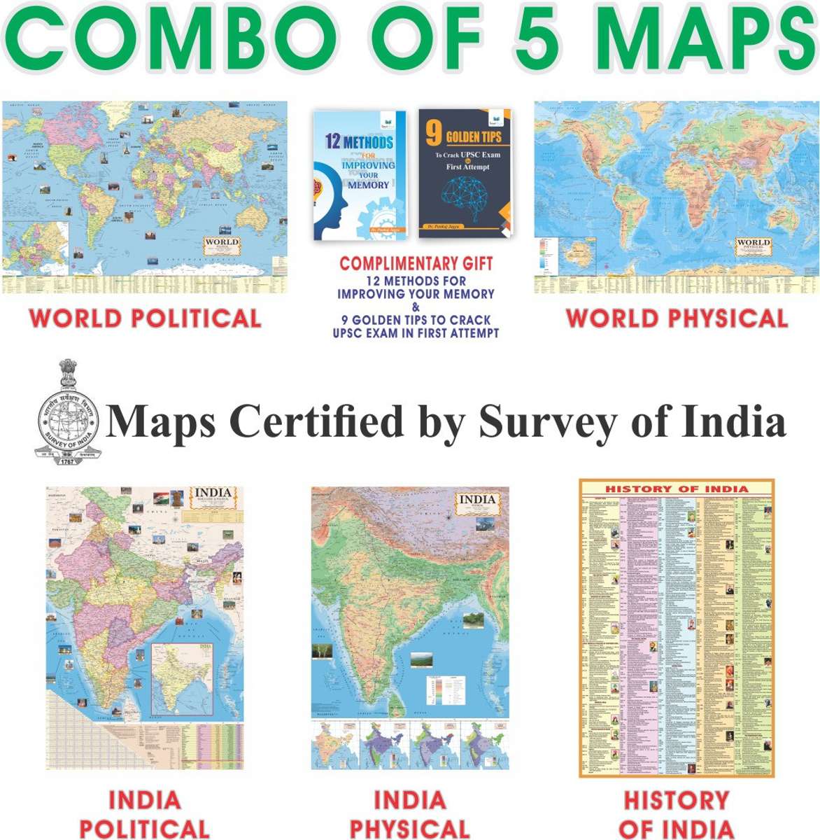 MAPS FOR UPSC (PACK OF 5 MAPS/CHAR) COMPLIMENTARY GIFT | INDIAN HISTORY ...