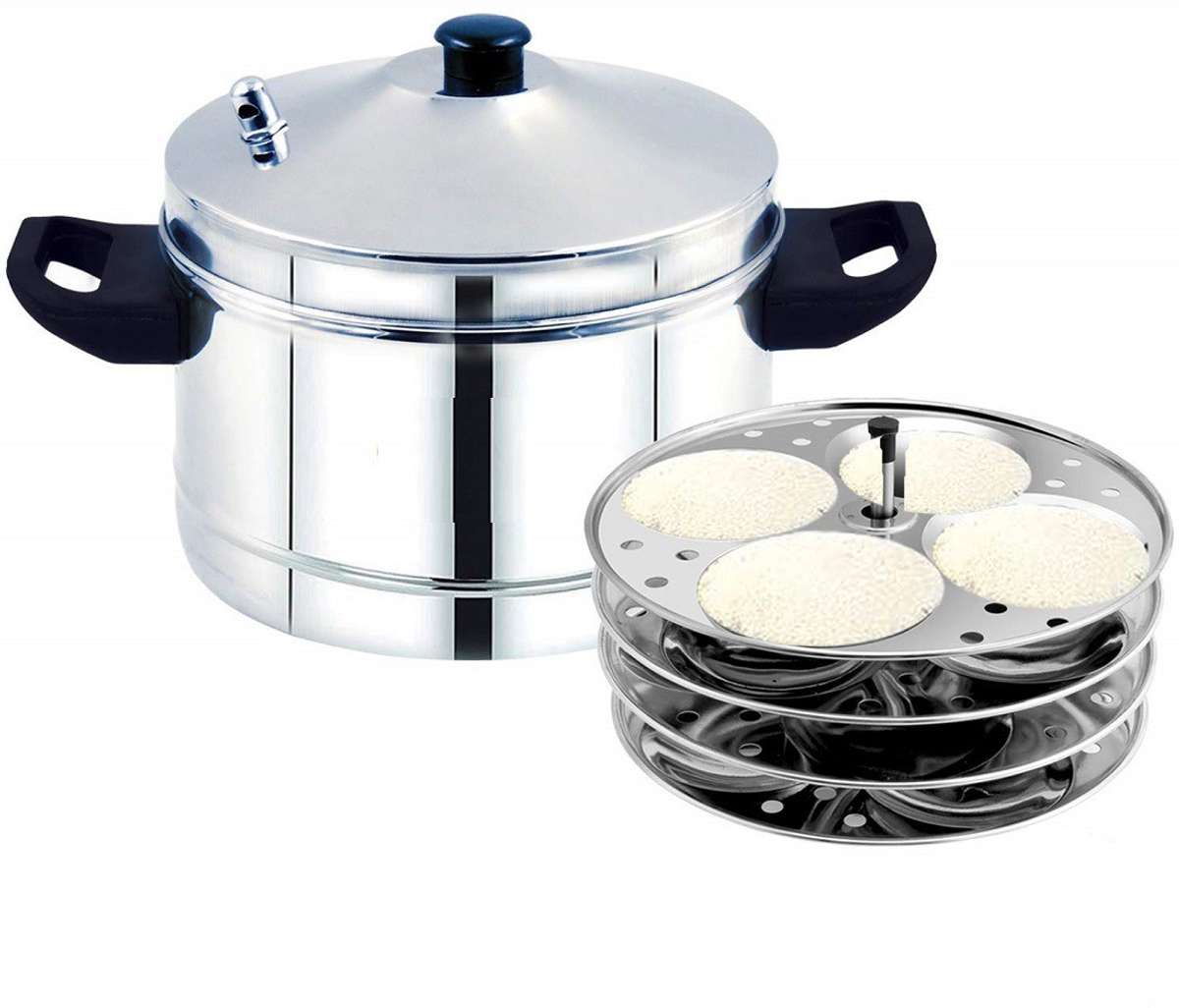 Steel idly Cooker 4 plate (1 plate 4 Cavity - 16 idlies+ 1 Mini idly ...