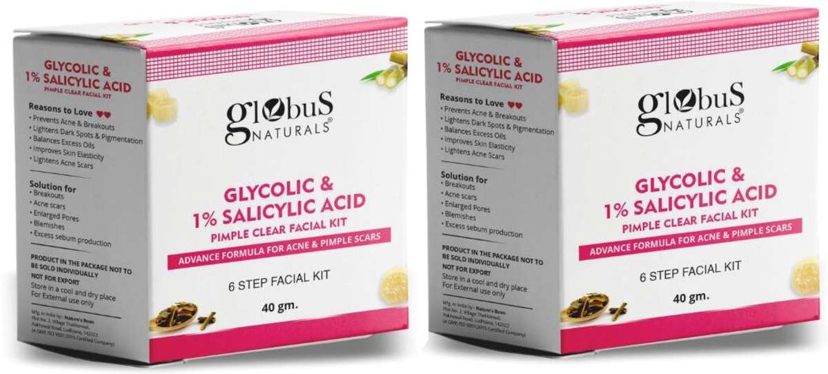 Globus Naturals Anti Acne Glycolic & Salicylic Acid 6 Step Facial Kit ...