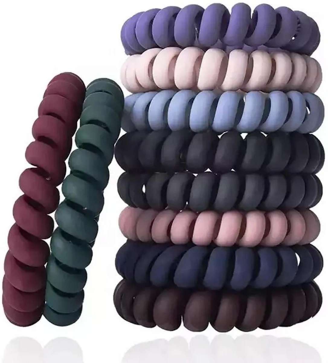 Telephone Wire Spiral Hair Ties for Girls and Women (Pack of 10) Rubber ...