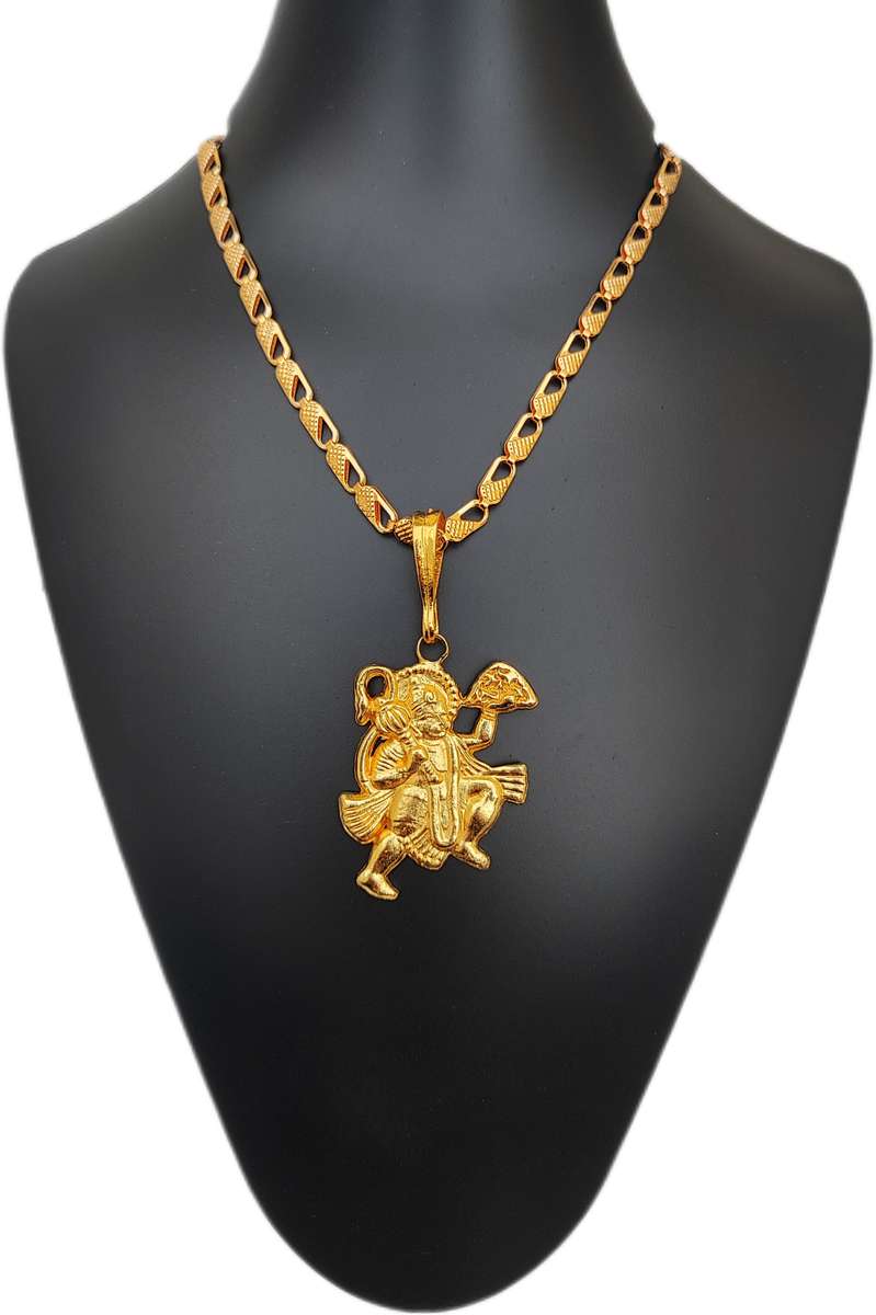 Hanuman Ji pandent Locket with Chain for mens and boys. Gold-plated ...