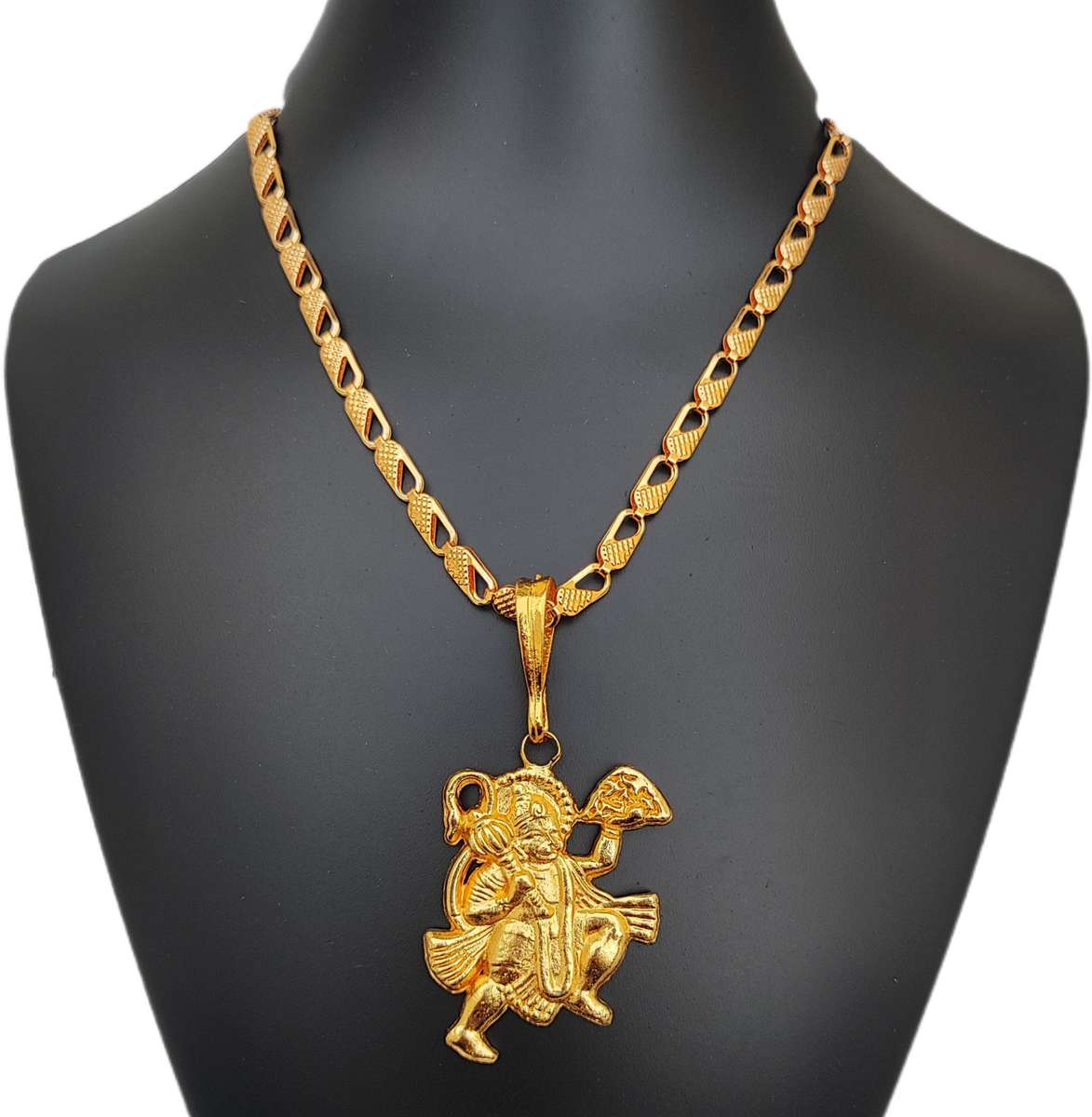 Hanuman Ji pandent Locket with Chain for mens and boys. Gold-plated ...