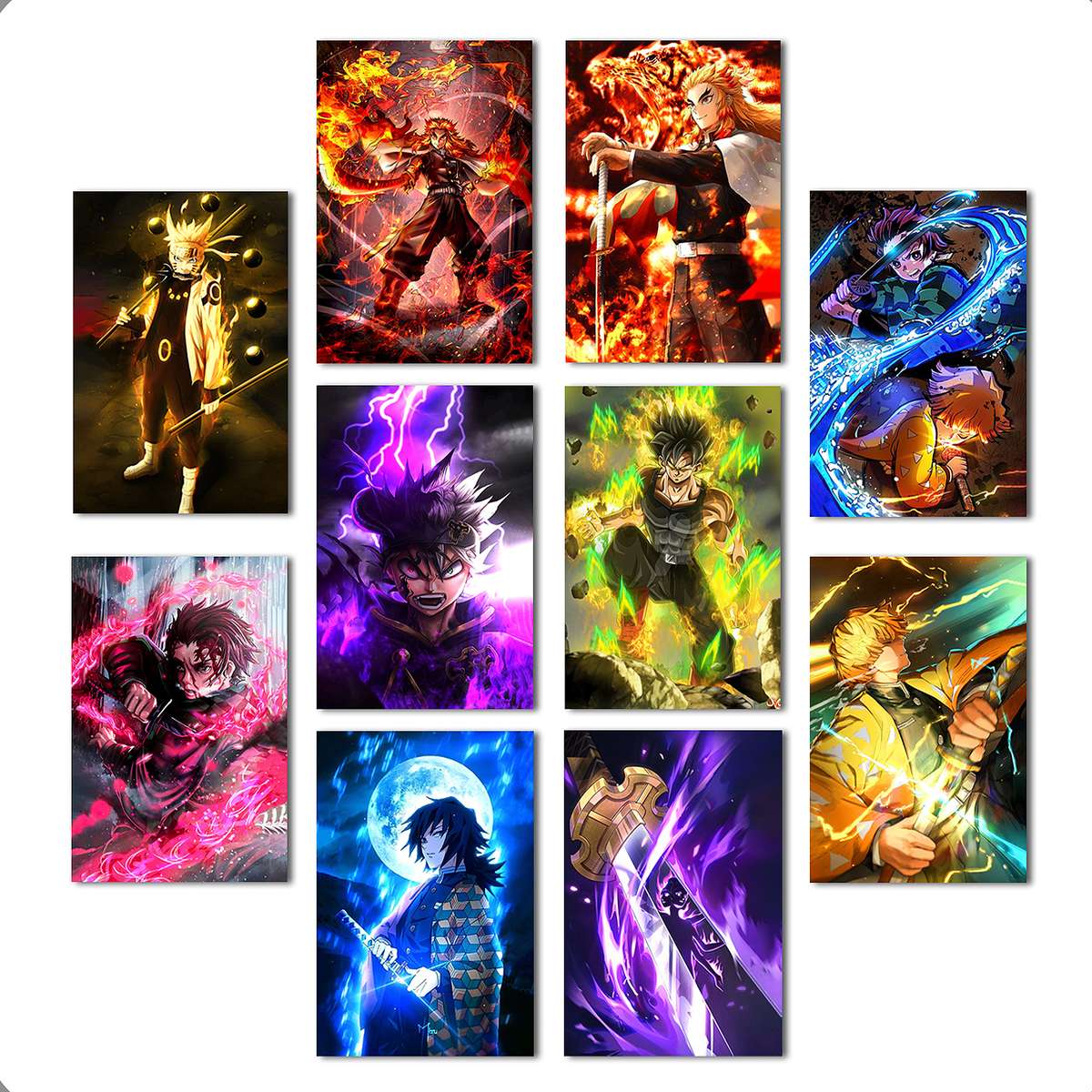 Mix Anime Wall Posters for Room | Size A4 | 350 GSM Fine Art Print ...