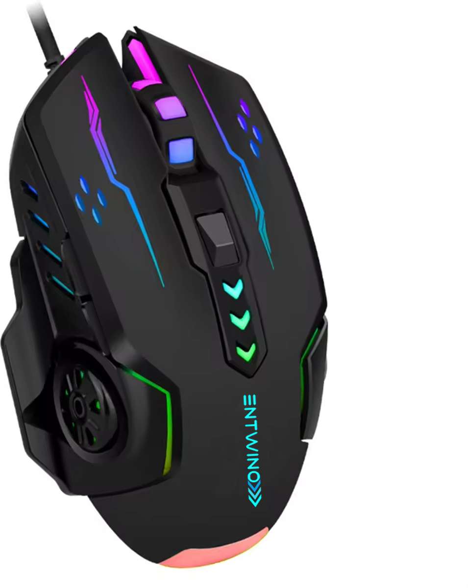 ENTWINO Gaming Mouse With 6 Buttons & RGB Lights, Laptops & Computer Mouse Wired Optical Gaming ...
