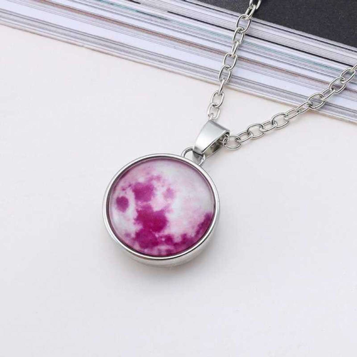 Radium Moon Pendant for girl and Women Glow in the Dark Moon Silver ...