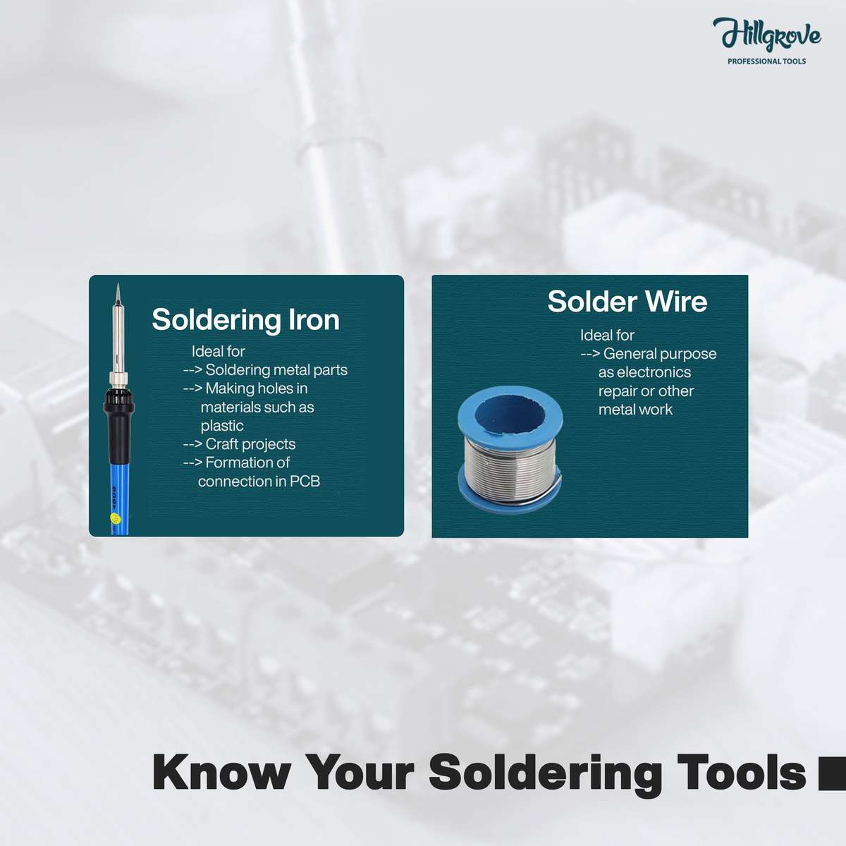 Hillgrove 2in1 Mobile Soldering Iron Kit Set with Wire 60 W Temperature ...
