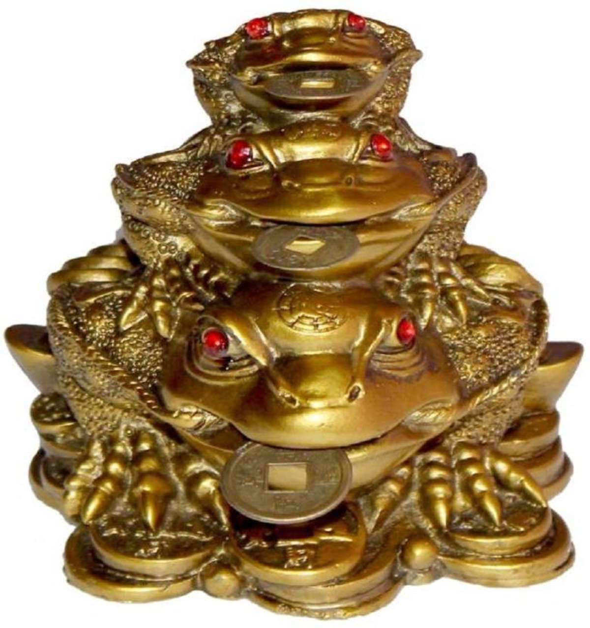 APNA KANHA Triple Luck Money Frog With 2 Lucky Coin Set 9.5 cm Feng ...