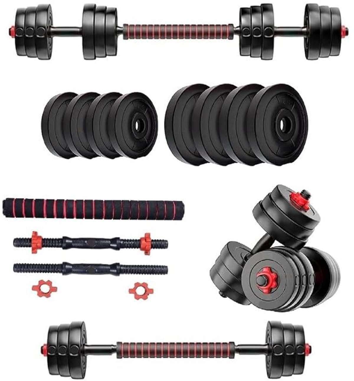 LEAO 3 In 1 Convertible & Barbell Home Gym Set For Home Workout ...
