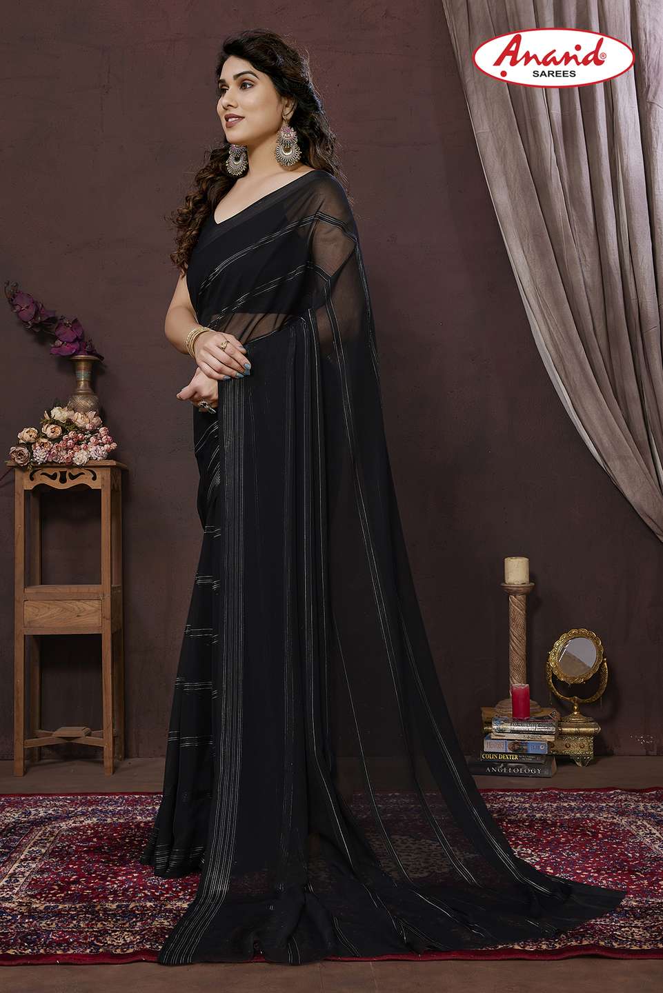 Embellished, Striped, Self Design Bollywood Satin Saree Price in India ...