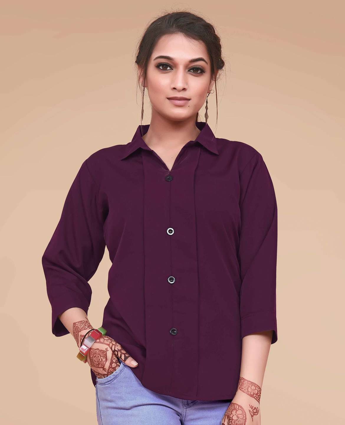 Casual Self Design Women Purple Top Price in India - Buy Casual Self ...