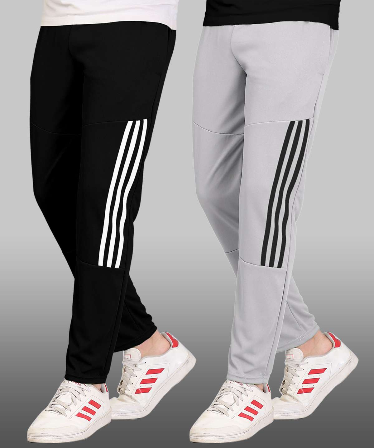 Striped Men Black, Grey, White Track Pants Price in India - Buy Striped ...