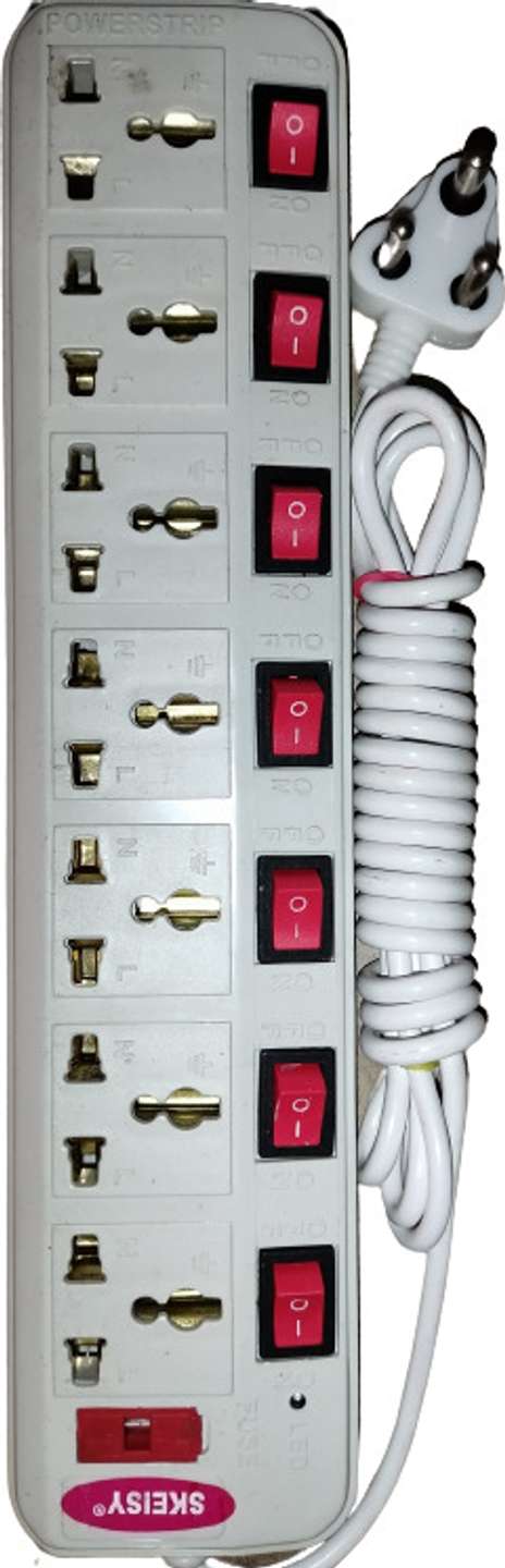 Skeisy White Extension Cord 7 Socket 7 Switch Power Up 6amp And Power Requairment 240v And Led