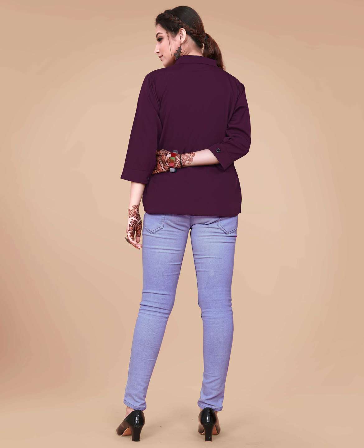 Casual Self Design Women Purple Top Price in India - Buy Casual Self ...