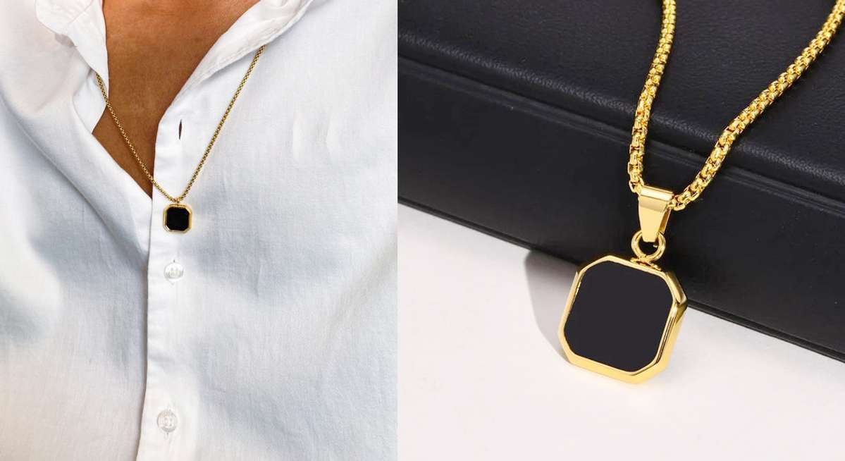 SQUARE-AMULET-GLD Gold-plated Stainless Steel Price in India - Buy ...
