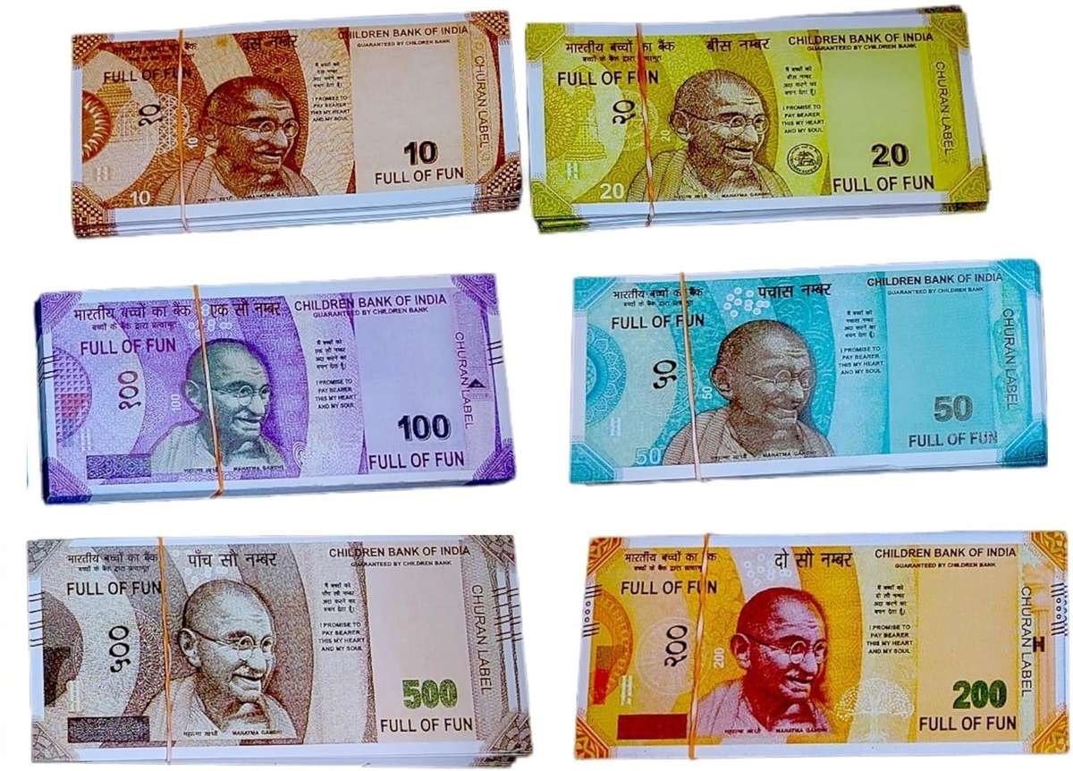 10-20-50-100-200-500 Children Play Fake Currency Notes (100 Notes Gag ...