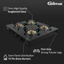 Gilma Rio 4 burner Glass Cooktop Stainless Steel Manual Gas Stove Price ...
