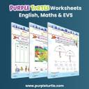 Purple Turtle Worksheets Combo For Nursery, LKG UKG Kids English, Maths ...