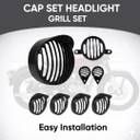 FATHER AUTO Bike Cap Grill Set Head Light Indicator & Tail Light for ...