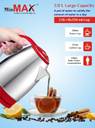 MinMAX 1.8 Litre Electric Kettle – Stainless Steel, Auto Shut-Off, Red ...