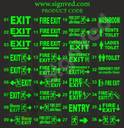 Signved Night Glow Fire Exit Signage, 4 Pic Radium Sunboard Sign, 12x6 ...