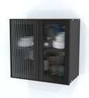 SPECIALITY PANELS Black Prof 2 Door Fluted Glass handless Shutter Free ...