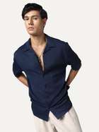 Urbano Fashion Men Self Design Casual Dark Blue Shirt - Buy Urbano ...